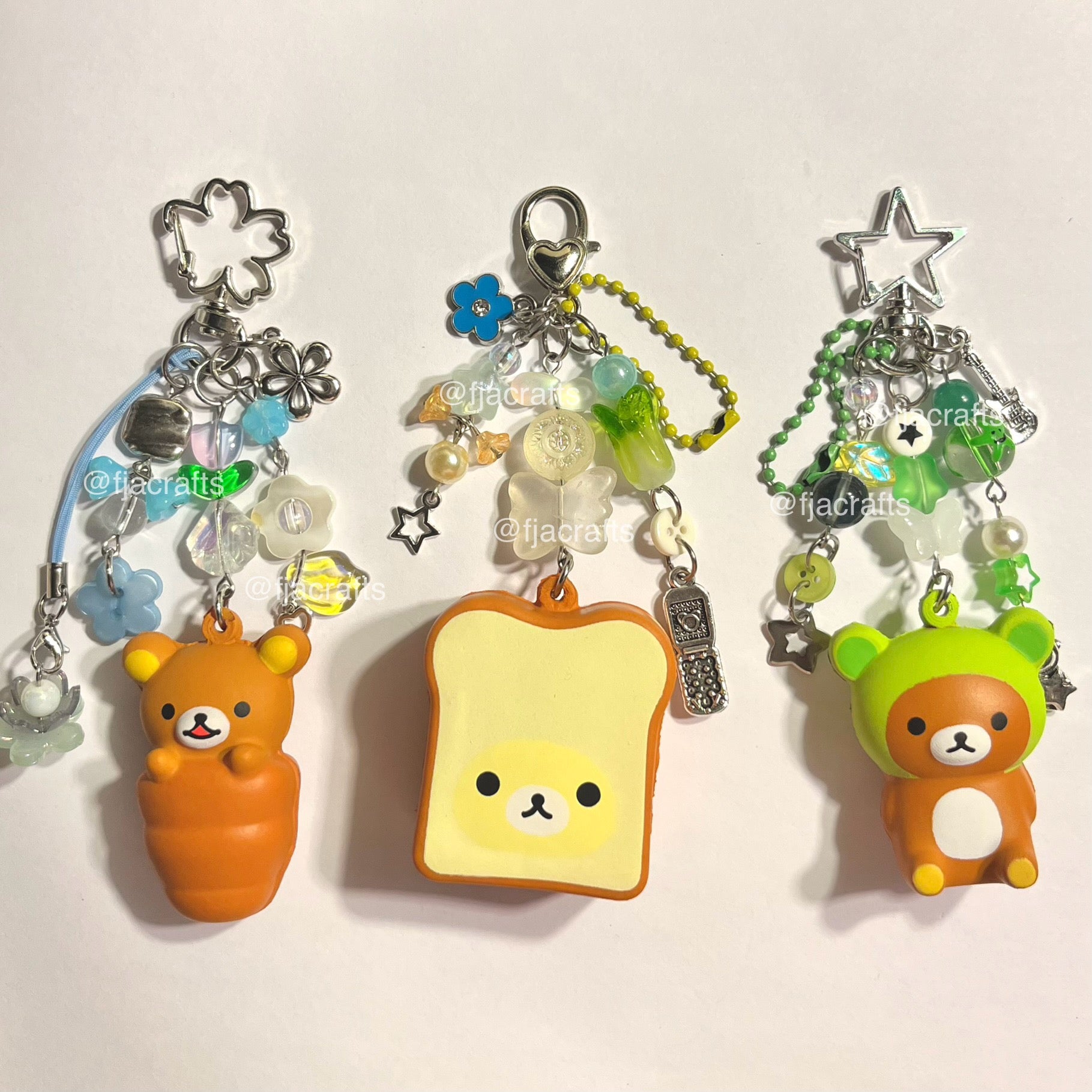 Rila Bear Cute Kawaii Beaded Clutter Squishy Keychain Bag Clip | kkuma ...