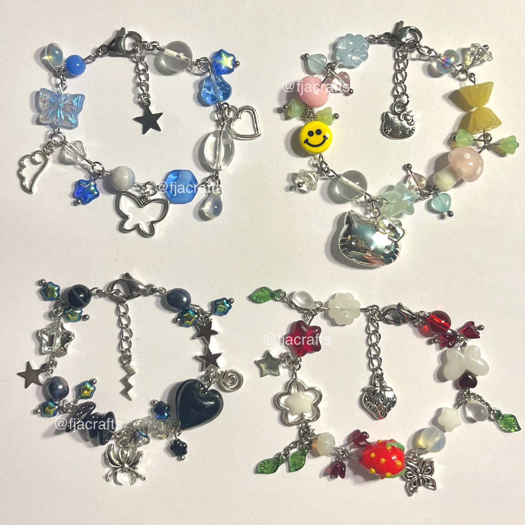 Cute Dainty Jiggly Clutter Charm Bracelets | hello, HK, black, pink, y ...